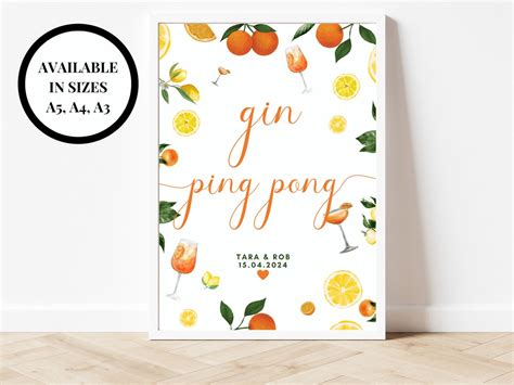 Gin Ping Pong Sign Alcohol Bar Prosecco Champagne Drinks Spring Summer