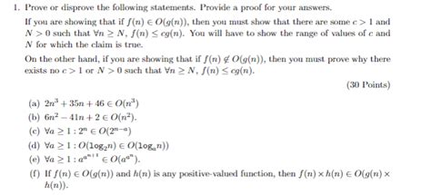 Solved 1. Prove or disprove the following statements. | Chegg.com