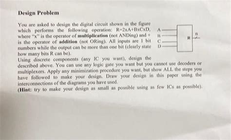 Solved Design Problem You Are Asked To Design The Digital