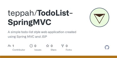 GitHub Teppah TodoList SpringMVC A Simple Todo List Style Web Application Created Using