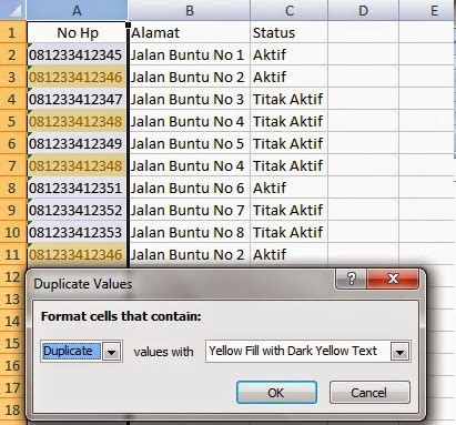 Rumus Fungsi Excel Mencari Duplikasi Data Pada Excel