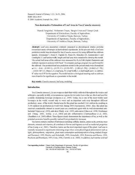 Pdf Non Destructive Estimation Of Leaf Area In Tea Dokumen Tips