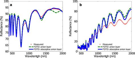 Measured And Calculated Reflectance Spectra Using Fdtd With The Anionic Download Scientific