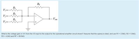 solved rf r1 r2 r3 vout what is the voltage gain in v v from