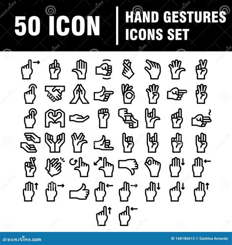 Touchscreen Gesture Line Icons Hand Swipe Slide Gesture Multitasking Icons Stock Vector