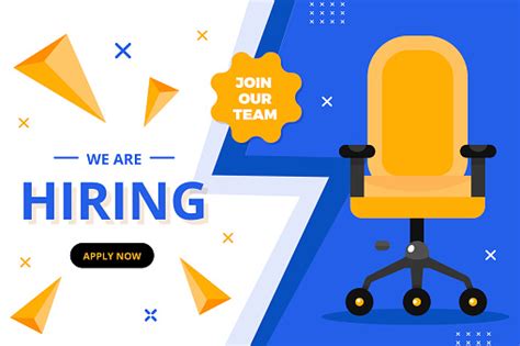 흰색 배경에 평면 스타일로 고용 의자가 있는 공석 배너 경력 기회 일러스트레이션 면접 개념 개념에 대한 스톡 벡터 아트 및 기타 이미지 Istock