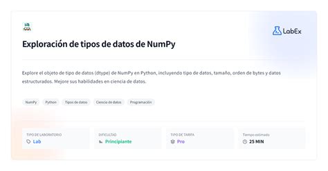 Tipos De Datos De Numpy Programación En Python Ciencia De Datos Labex