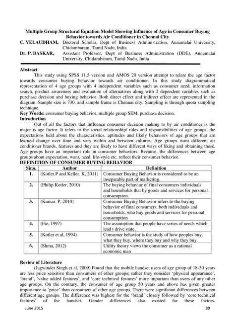 Pdf Multiple Group Structural Equation Model Showing Influence Of Age In Consumer Buying