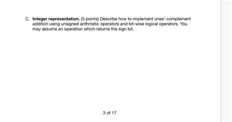 Solved C Integer Representation Points Describe How To Chegg Com
