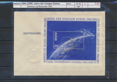 1964 Ddr Jahre Der Ruhigen Sonne Block Fdc Gebraucht In Winterthur Für Chf 9 Mit