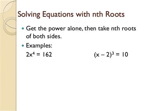 71 Nth Roots And Rational Exponents