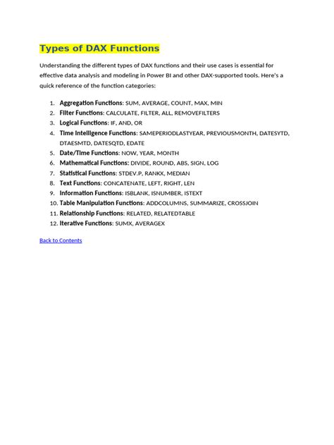 Types Of Dax Functions Pdf