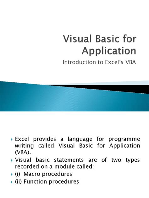 visual basic for application pdf visual basic for applications