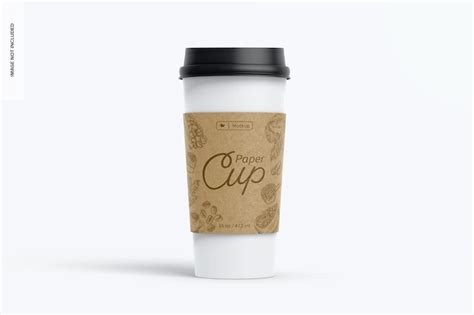 Premium Psd 16 Oz Paper Cup Mockup Front View