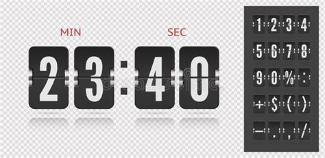 Flip Countdown Alphabet Isolated Vector Illustration Template Vintage Flip Clock Time Counter