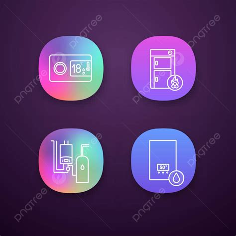Heating App Icons Set App Illustration Temperature Vector App