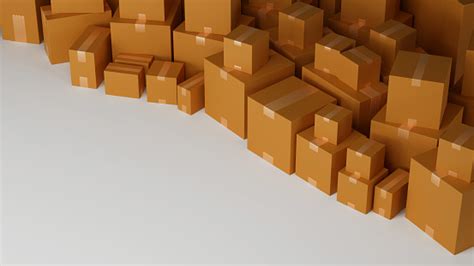 골판지 상자 판지 또는 소포의 더미 상품 제공의 개념 3d 렌더링 골진에 대한 스톡 사진 및 기타 이미지 골진 골판지 디지털 생성 이미지 Istock