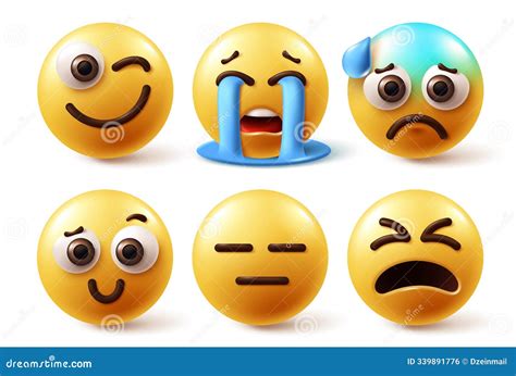 Emojis Characters Emoticon Set Vector Emoji Emoticon Yellow Round
