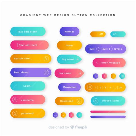 premium vector creative web buttons in gradient style