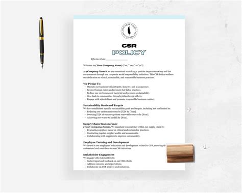 CSR Statement Corporate Social Responsibility Company Policy Template Corporate Responsibility