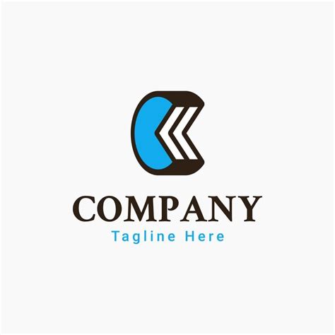 케이크 편지 C 화살표 로고 프리미엄 벡터