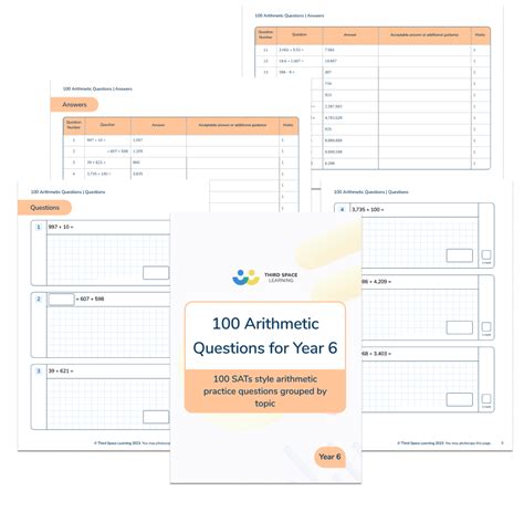 Free 100 Arithmetic Questions For Year 6
