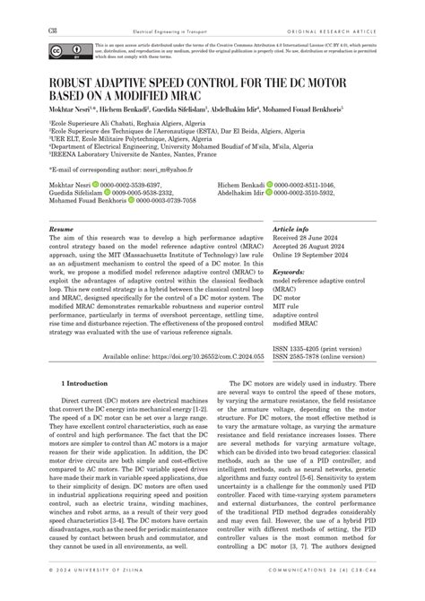 Pdf Robust Adaptive Speed Control For The Dc Motor Based On A