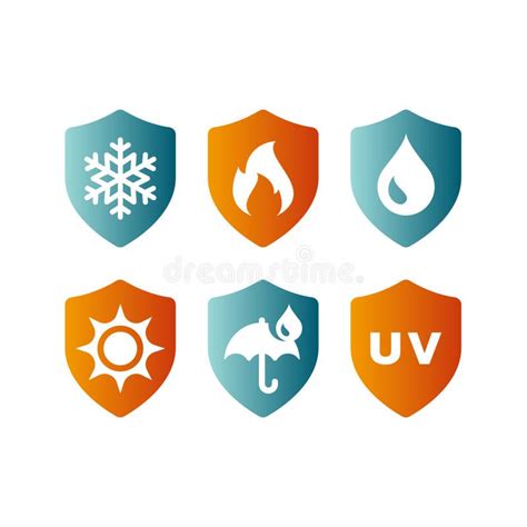 Snowproof Fire Proof Vector Shield Label Set Stock Vector