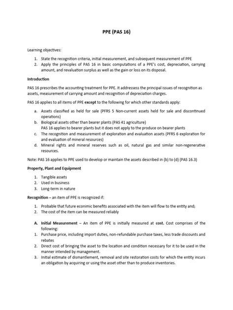 Ppe Concept Pdf Depreciation Fixed Asset