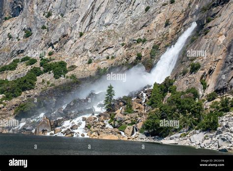 Wapama Falls Is A Well Known Waterfall In Hetch Hetchy In Yosemite