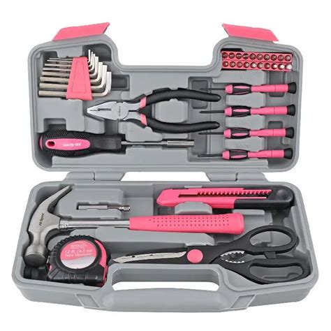 Pink Xample 39 Pcs Lady Tool Set Kit For Repair Tool Hammer Screwdriver