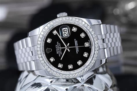 Rolex Datejust Factory Black Diamond Dial With Custom Diamond Bezel