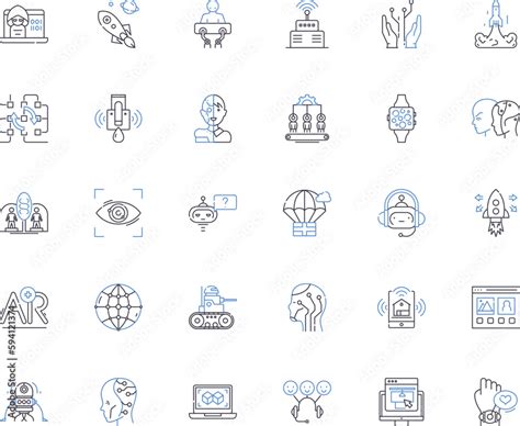 Modern Science Line Icons Collection Genetics Biotechnology