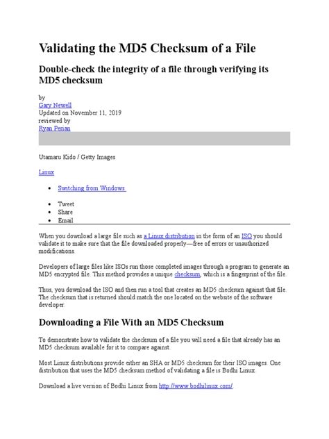 Validating The Md5 Checksum Of A File Pdf Computer File Linux
