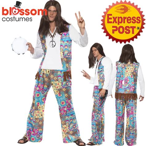 Ca157 Mens 60s Groovy 70s Hippy Hippie Dance Disco Retro Fancy Dress Up