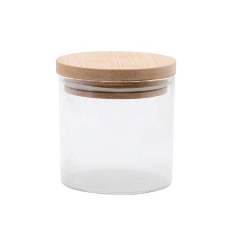 10cm Tiny Clear Glass Jar Containers With Bamboo Lid For Candy Coffee