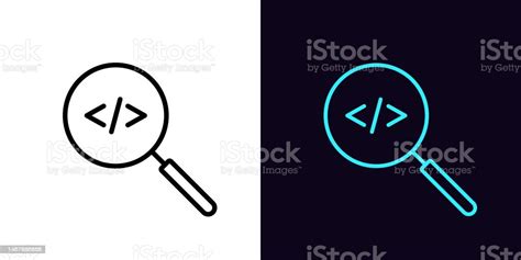Outline Magnifier Icon With Editable Stroke Magnifying Glass Frame With