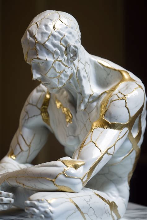 Kintsugi Statue Kintsugi Art Ceramic Sculpture Kintsugi