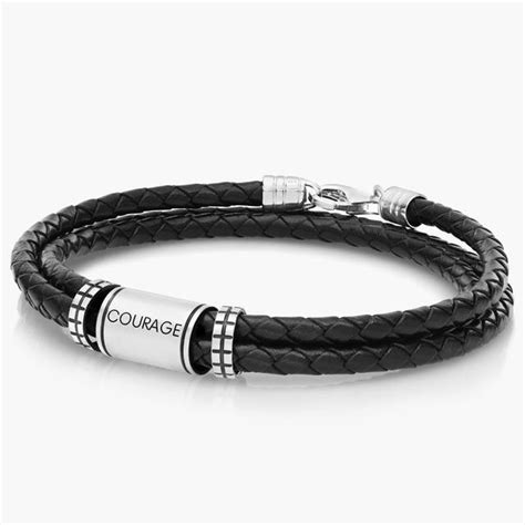 Braided Leather Bracelet With Silver Beads Oak And Luna