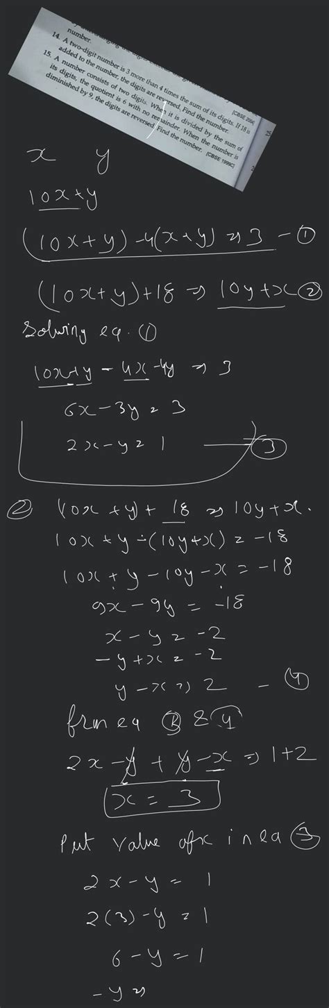 number [cbse 2004]14 a two digit number is 3 more than 4 times the sum