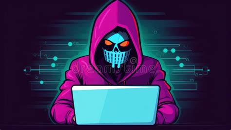 Hacker Anonymous Hacker Hacker 2d Illustration Cyberspace Stock