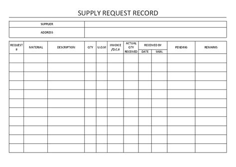 Supply Request Record