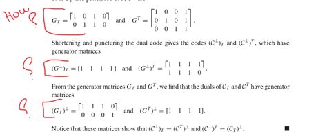 Solved How Finding The Generator Matrix Of Gt And Dual Of