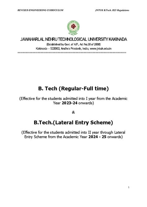 Course Structure And I Year Syllabus Jawaharlal Nehru Technological