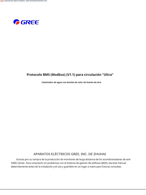 901a Bms Modbus Protocol V1 1 For Ultra Circulating Air Source Heat Pump Water Heater Es