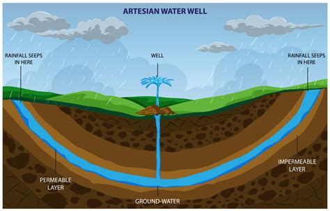 An Artesian Well Taps Into A Confined Aquifer Providing Water Without