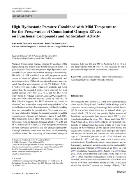 Pdf High Hydrostatic Pressure Combined With Mild Temperature For The