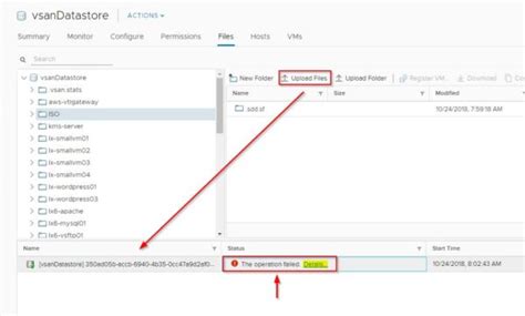 vsphere error when uploading files to datastores nolabnoparty