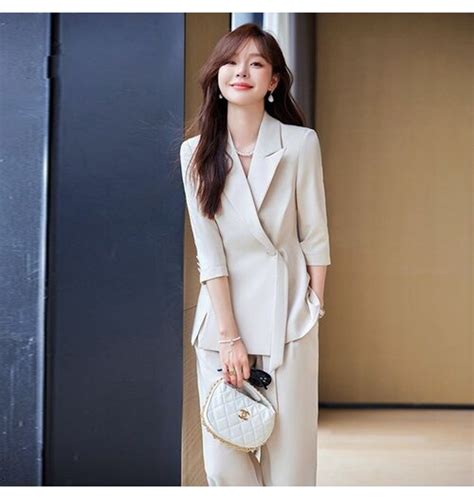 여성용 정장재킷 여성 여자재킷 칠부소매 살구색 정장세트 여름 오피스룩 정장 캐주얼 가벼운 세트수트 젤리온2 티몬