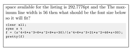 Formatting How To Automatically Adjust Font Size For Listings So It Fits Gives Amount Of